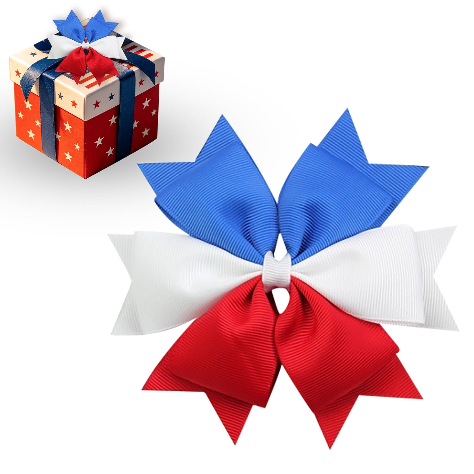 250th Anniversary Ribbon Bow, 4th of July Red White Blue Stripe Stars ...