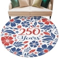250th Anniversary Round Rug 5ft Washable Circle Kitchen Rugs Non Slip ...