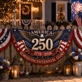 250th Anniversary Semicircle Flag Patriotic Eagle Banner for America ...