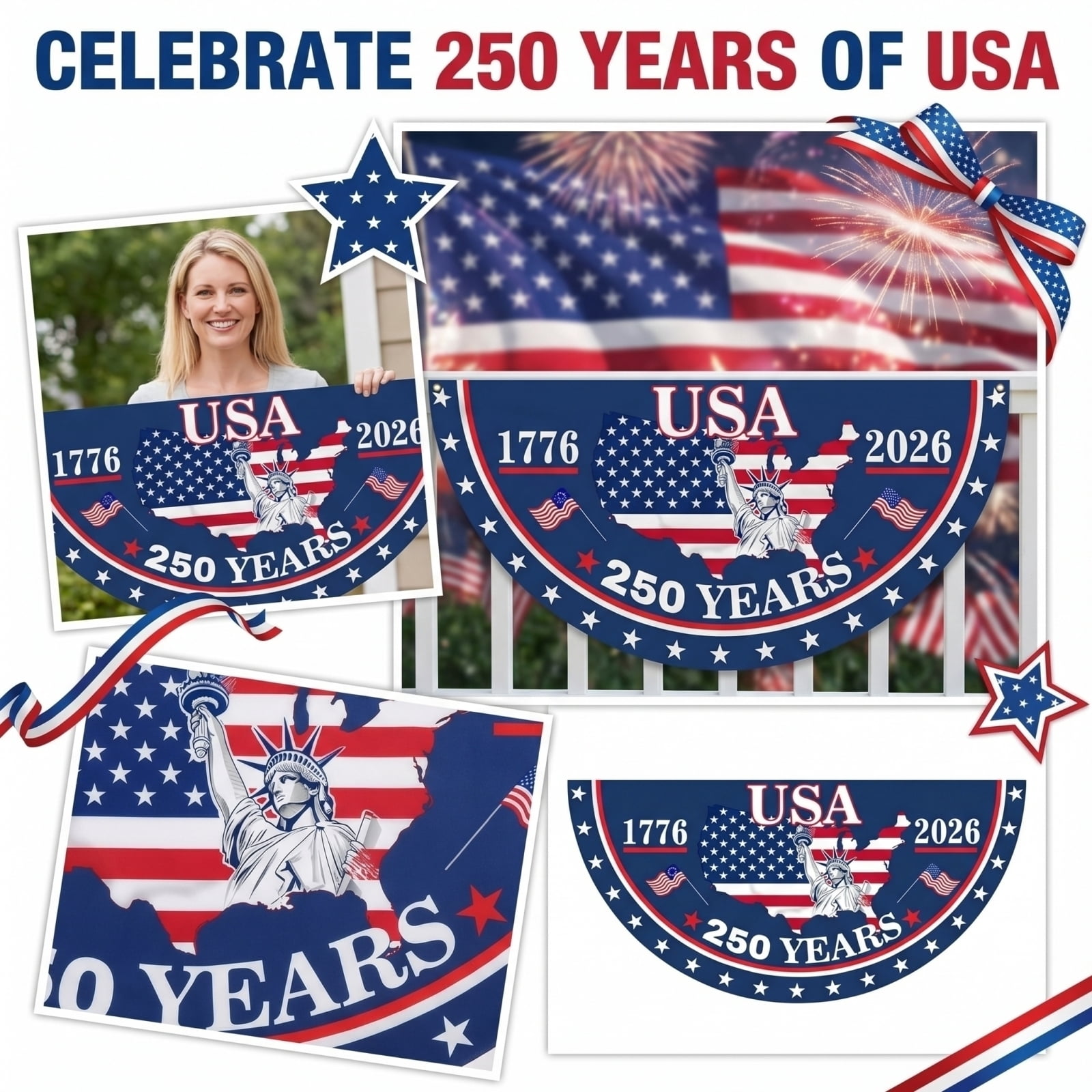250th Anniversary Semicircular Flag – Commemorative Decorative Banner ...