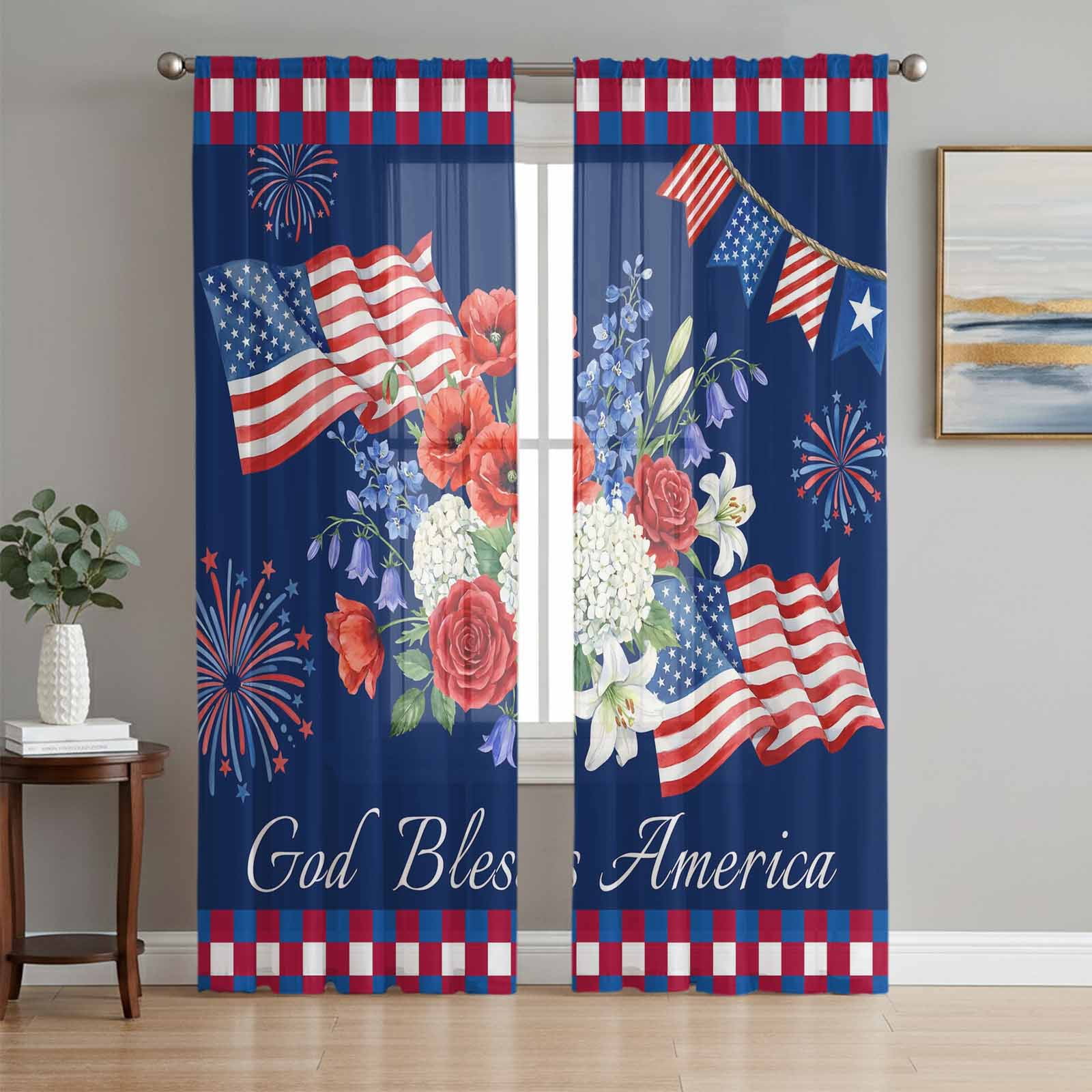 250th Anniversary Sheer Curtains for Living Room Bedroom Independence ...