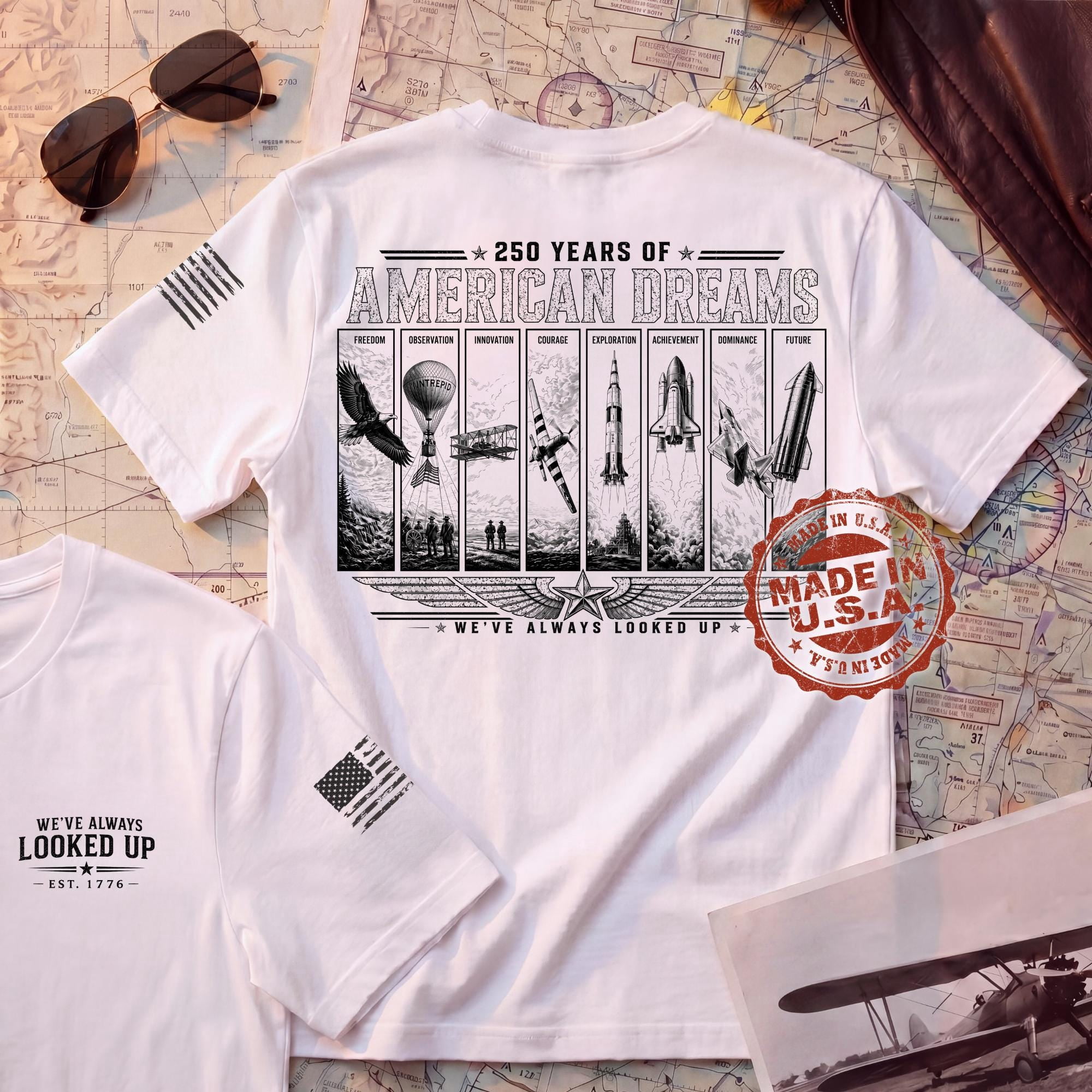 250th Anniversary Shirt, American Dreams Aviation Tee, Patriotic Pilot ...