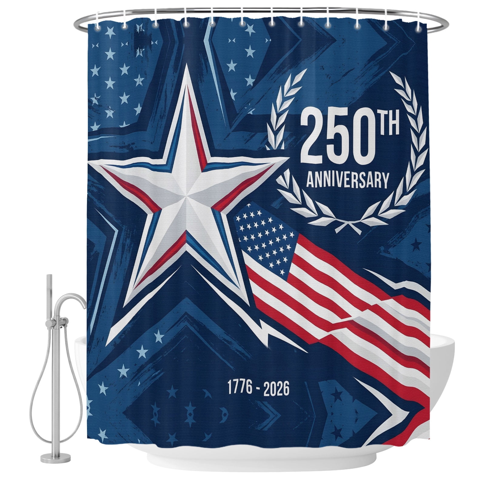 250th Anniversary Shower Curtain for Bathroom, Patriotic American Flag ...