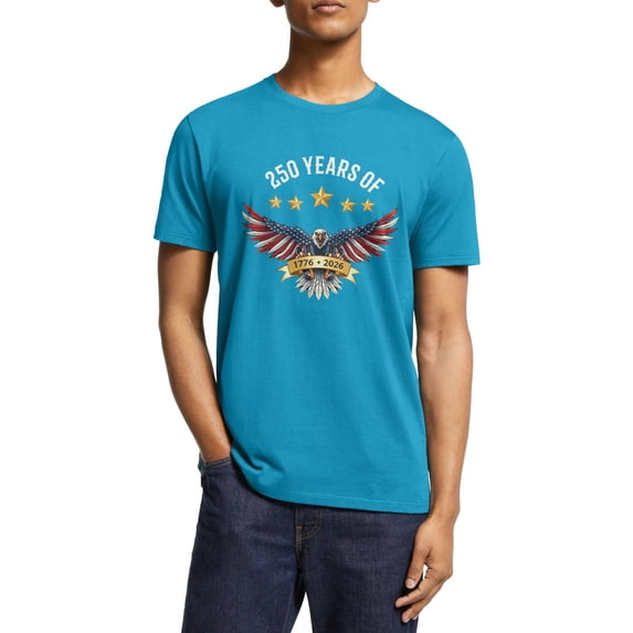 250th Anniversary and Sky-blue T-Shirt Featuring a Vintage American ...