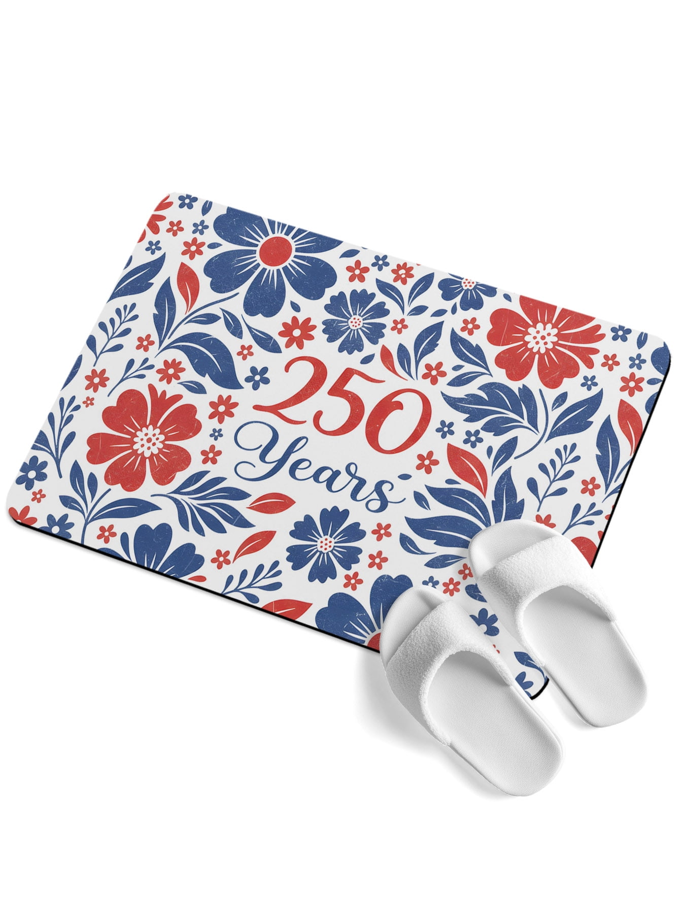 250th Anniversary Soft Diatomaceous Earth Mat, Red White Blue Flower ...