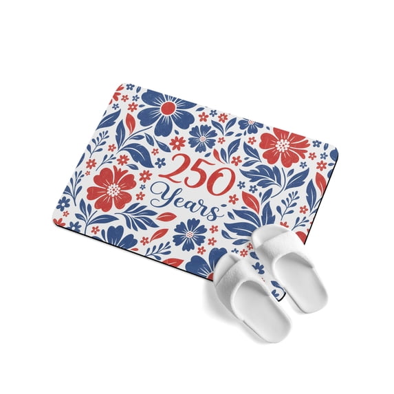 250th Anniversary Soft Diatomaceous Earth Mat, Red White Blue Flower ...