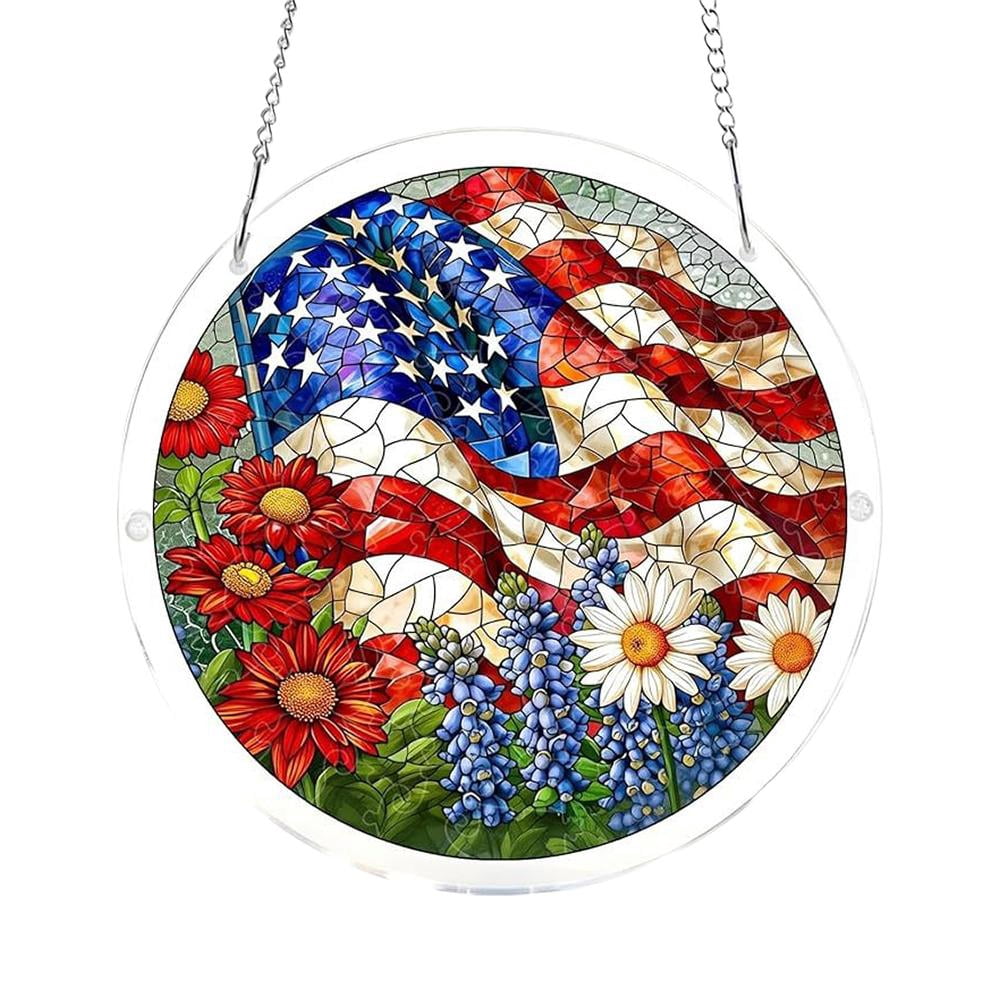250th Anniversary Stained Acrylic Puzzle, 1776-2026 USA Flag Sun ...