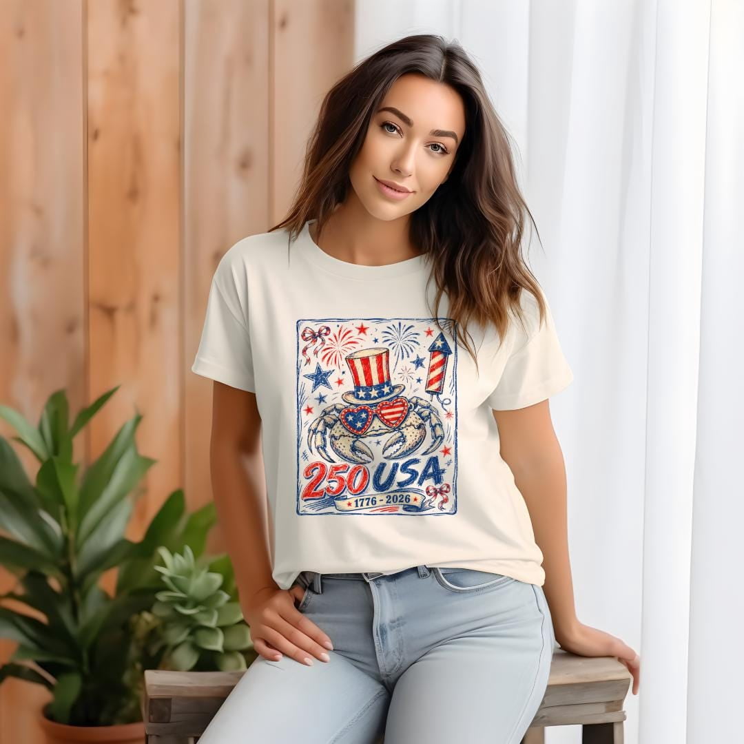 250th Anniversary T-Shirt, USA Crab Patriotic Shirt, Funny Fourth of ...