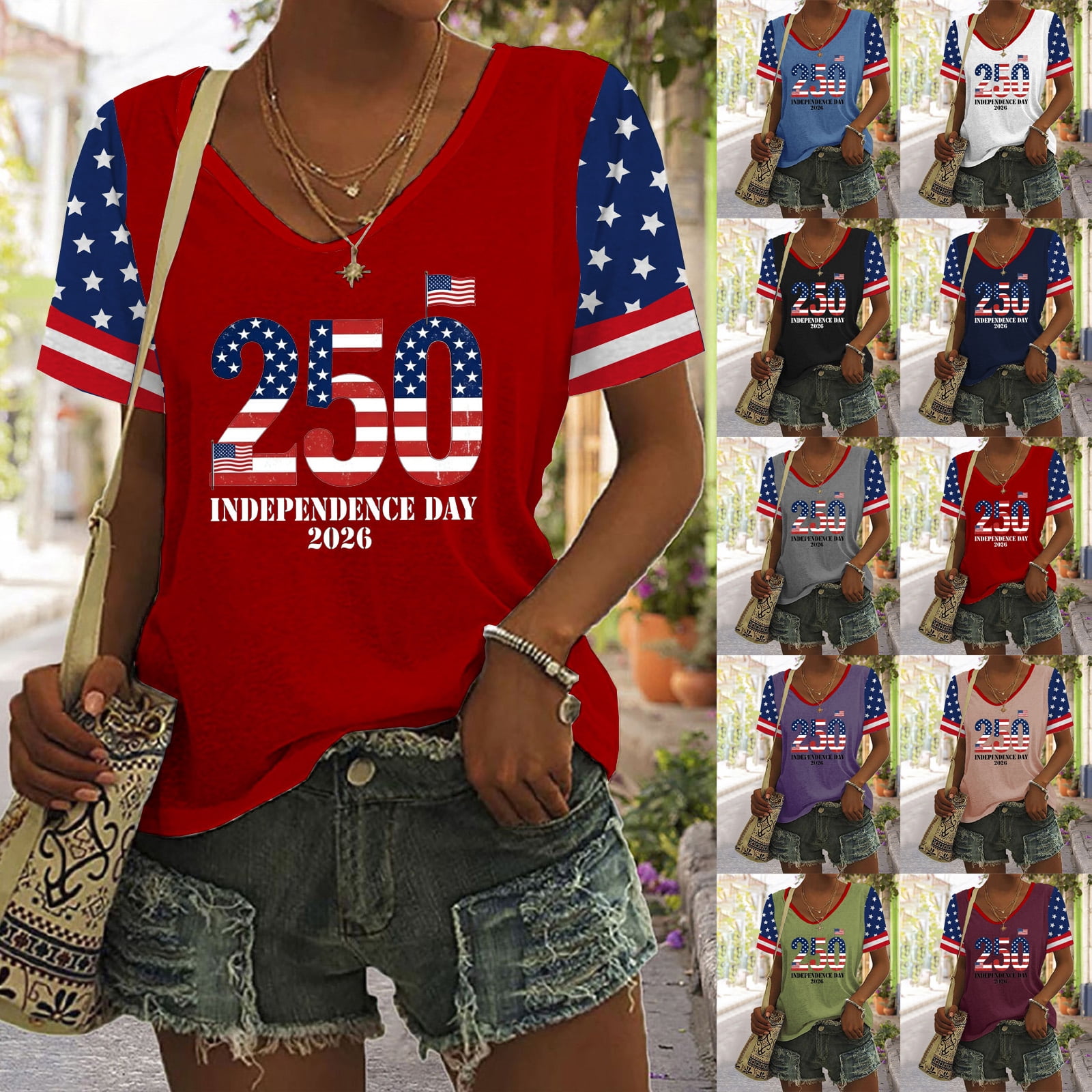 250th Anniversary US Women's T-Shirt America 250 Anniversary Shirts 4th ...
