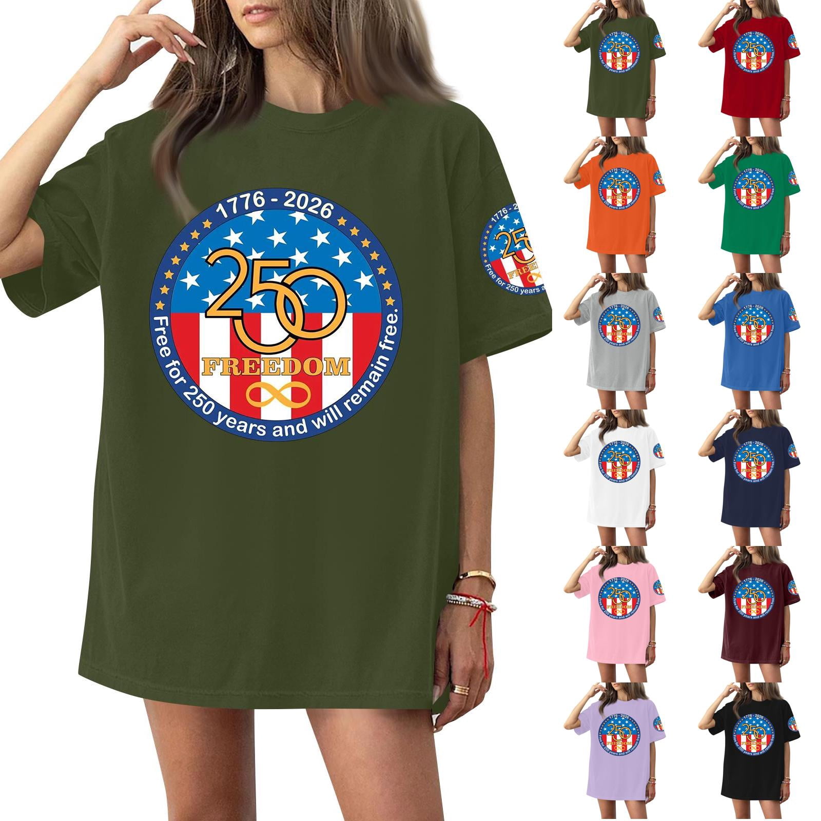250th Anniversary US Women's T-Shirt Plus Size Loose America 250 ...