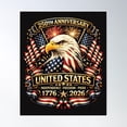 250th Anniversary USA Eagle 1776 Fourth Of July Design Unframed Paper ...