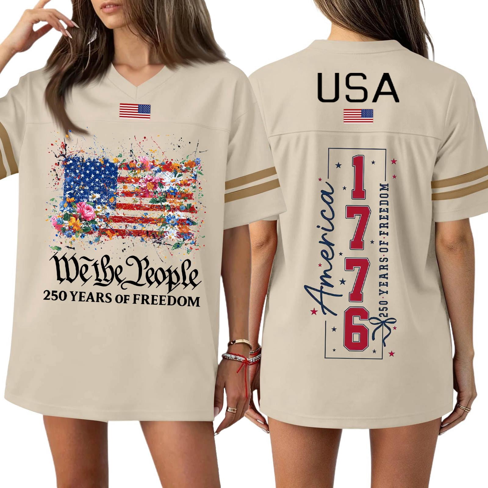 250th Anniversary USA Football Jerseys for Women - 4th of July ...