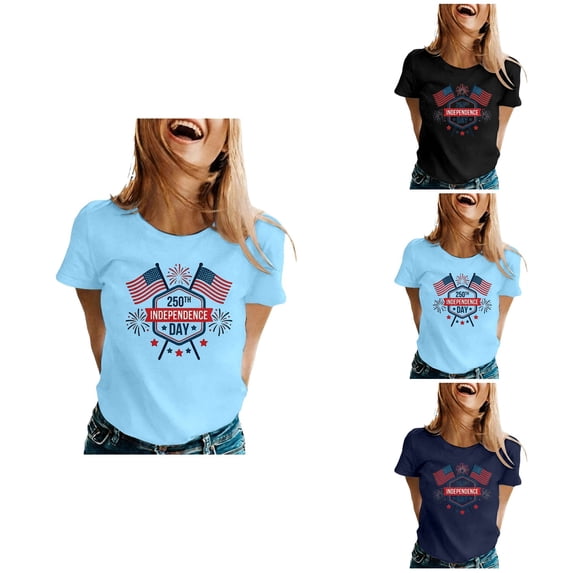250th Anniversary USA Graphic Print Crew Neck Short Sleeve T-Shirt for ...