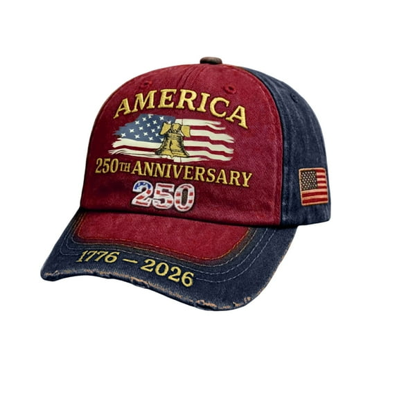 250th Anniversary USA Hat 1776-2026 Liberty Bell Washed Denim Baseball ...
