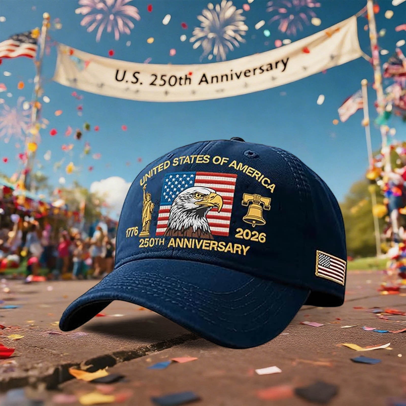 250th Anniversary USA Hat, Adjustable Patriotic Baseball Cap, USA Flag ...