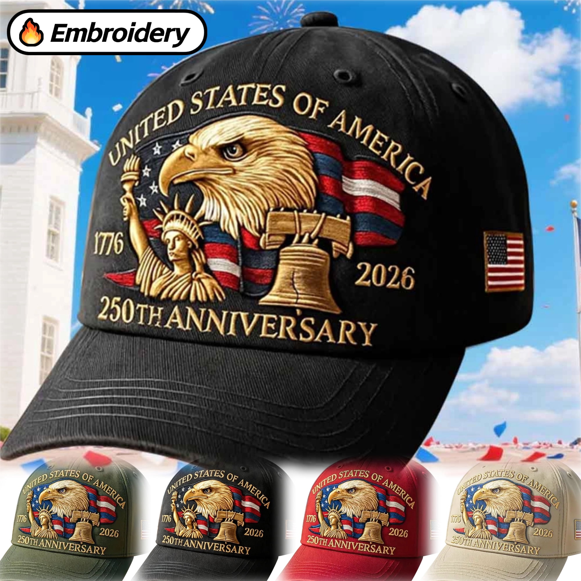 250th Anniversary USA Hat, American Eagle Cap, Patriotic 250 Year ...