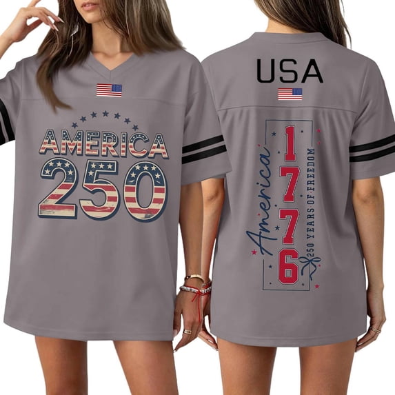 250th Anniversary USA Jerseys for Women - 4th of July Patrtotic Shirts ...