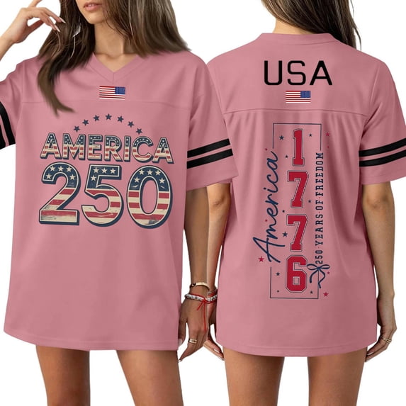 250th Anniversary USA Jerseys for Women - 4th of July Patrtotic Shirts ...