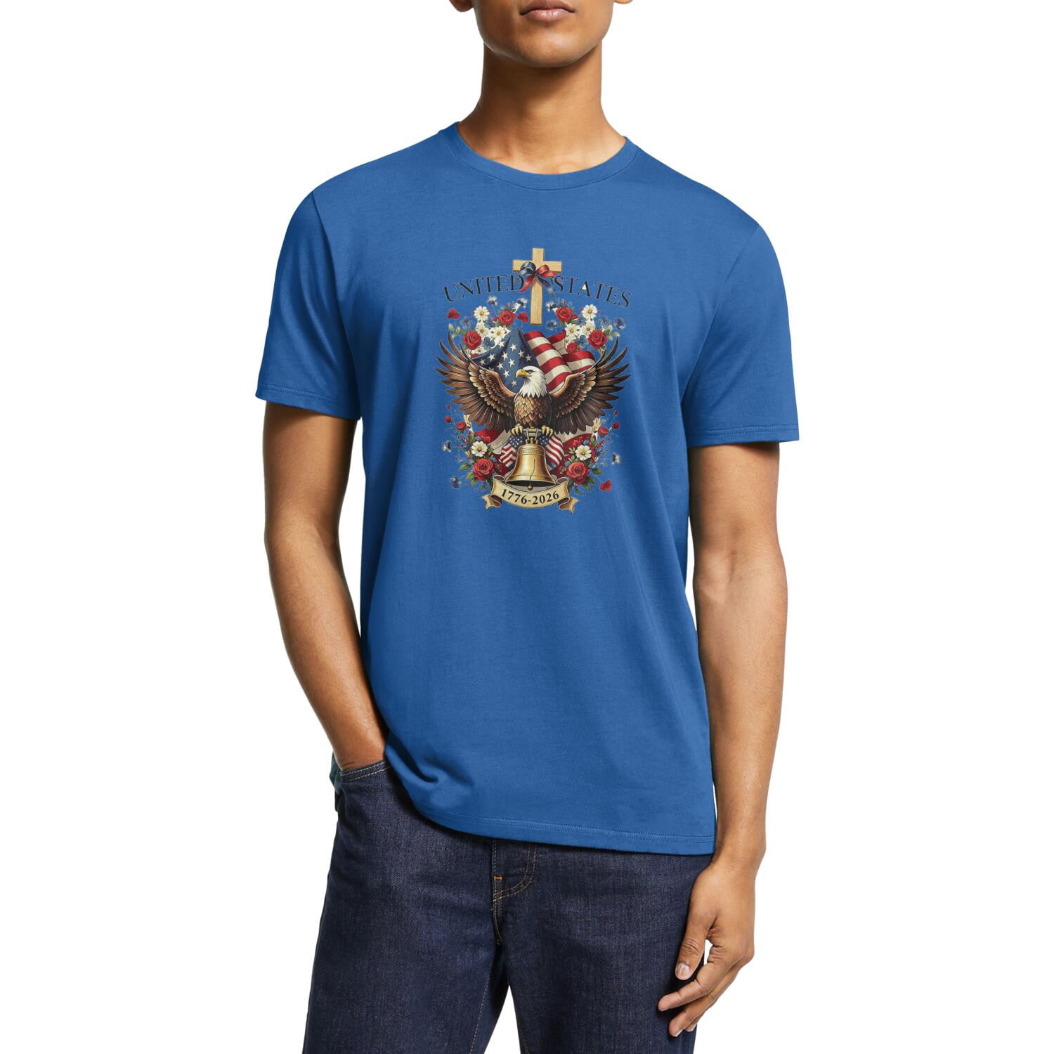 250th Anniversary USA Men Aquamarine Blue Graphic T Shirts, Classic USA ...