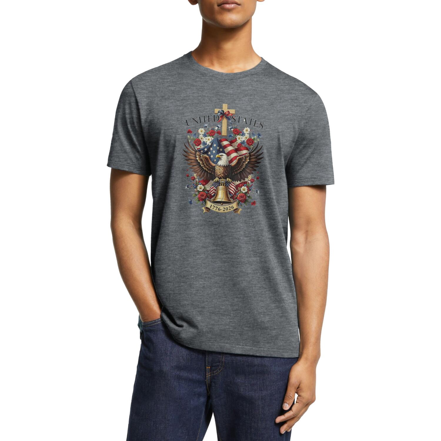 250th Anniversary USA Men Charcoal Grey Graphic T Shirts, Classic USA ...