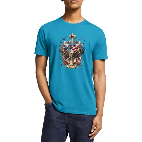 250th Anniversary USA Men Sky Blue Graphic T Shirts, Classic USA Flag ...