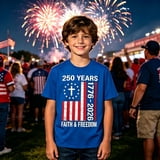 250th Anniversary USA Merchandise Boys Short Sleeve Crewneck Patriotic ...