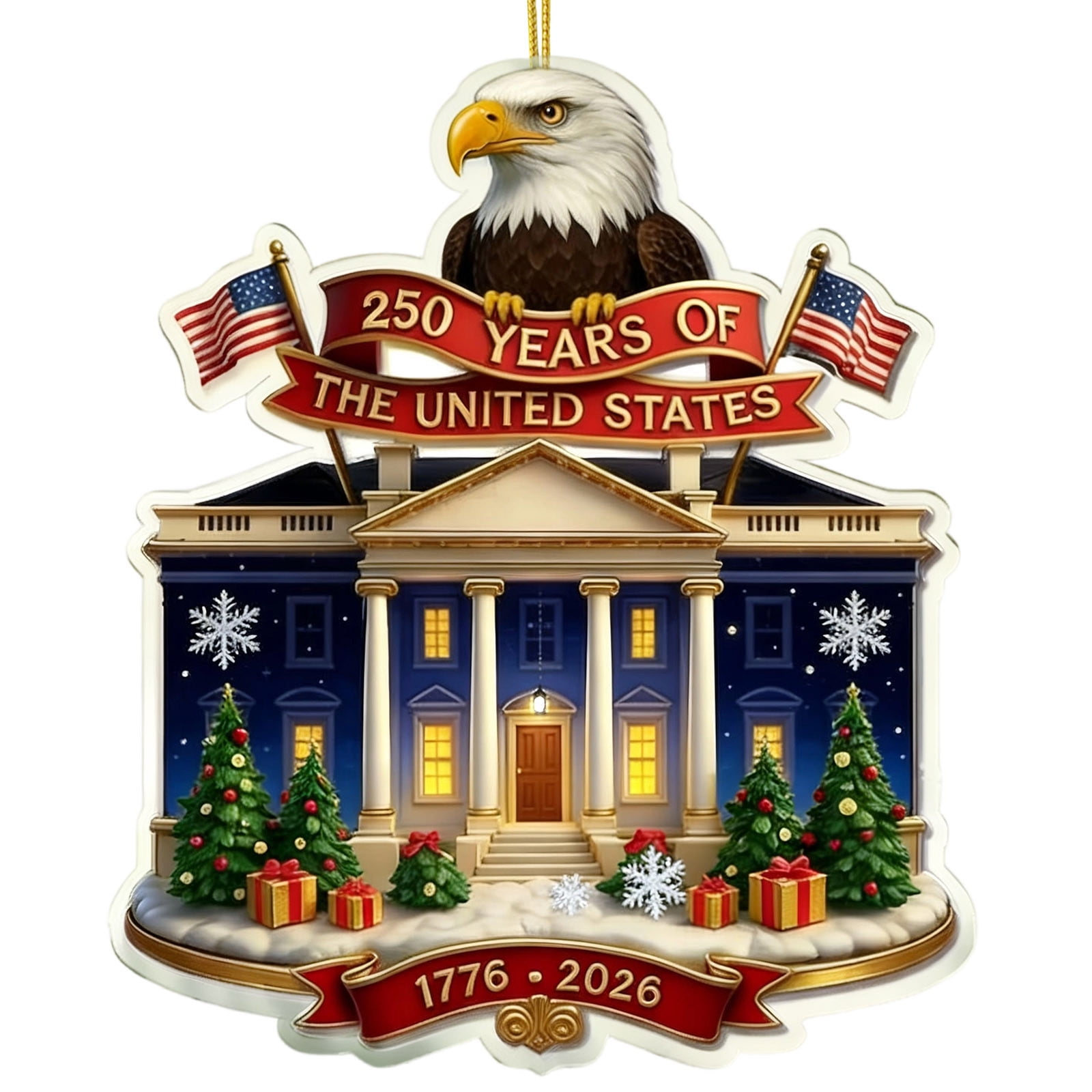 250th Anniversary USA Ornament Christmas Tree Shaped Pendant Eagle ...