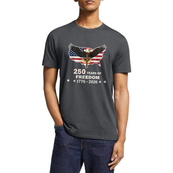 250th Anniversary USA Patriotic Carbon Gray Graphic T Shirts for Men ...