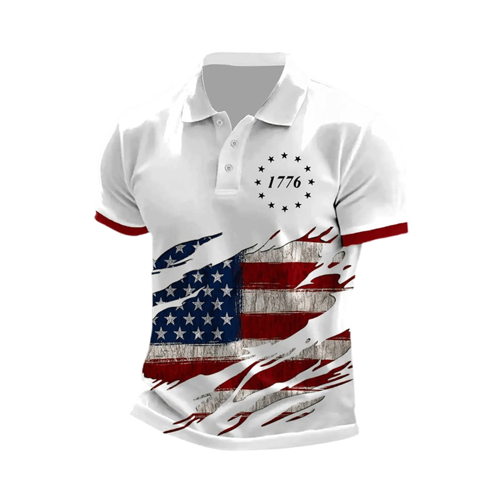 250th Anniversary USA Polo Shirt for Men Patriotic Loose National Flag ...