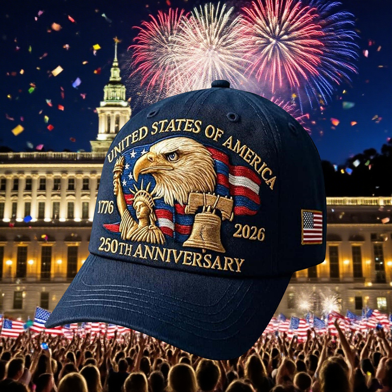 250th Anniversary USA Printed Hat, Patriotic Baseball Cap for Men ...