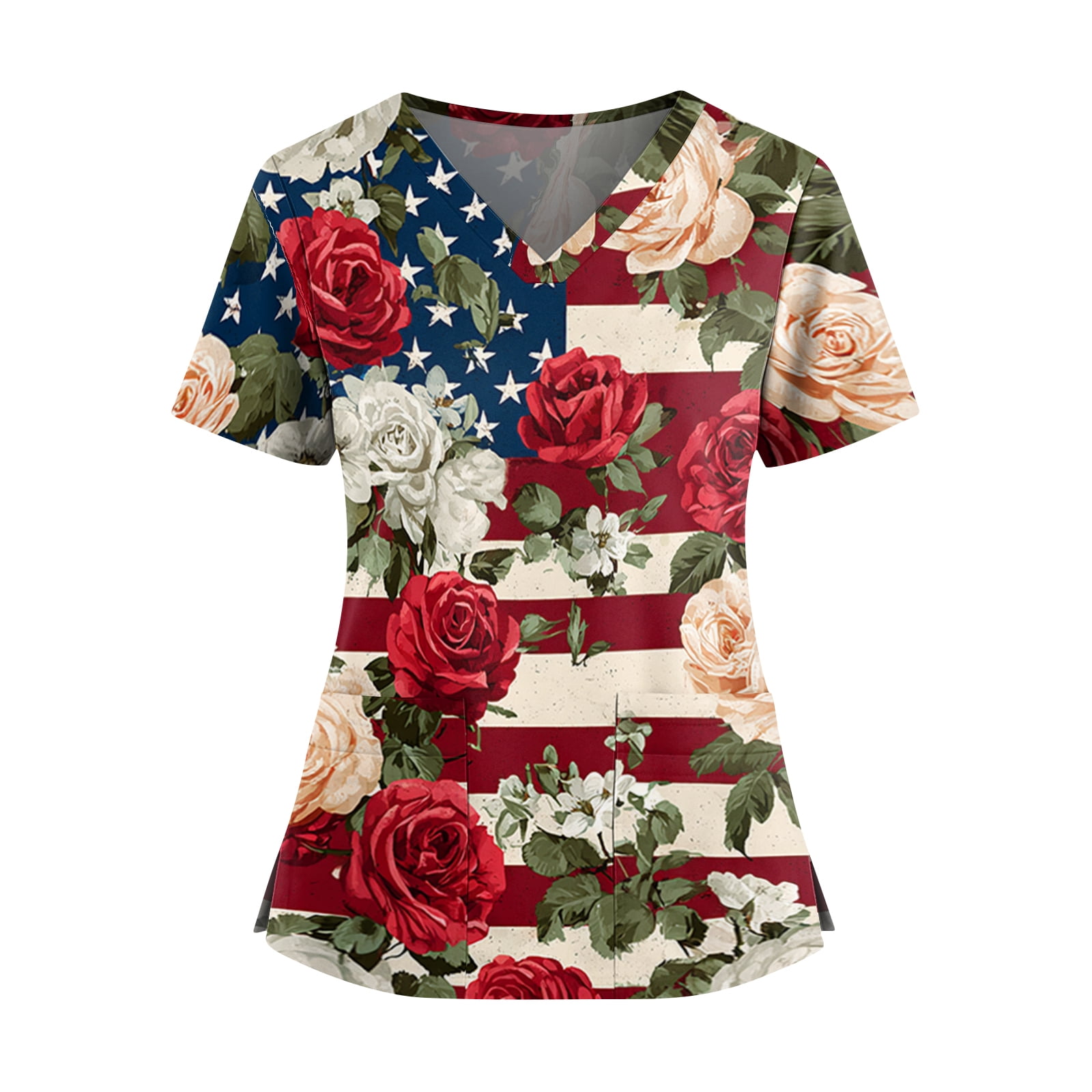 250th Anniversary USA Scrub Tops for Women 4th of July Patriotic Soft ...
