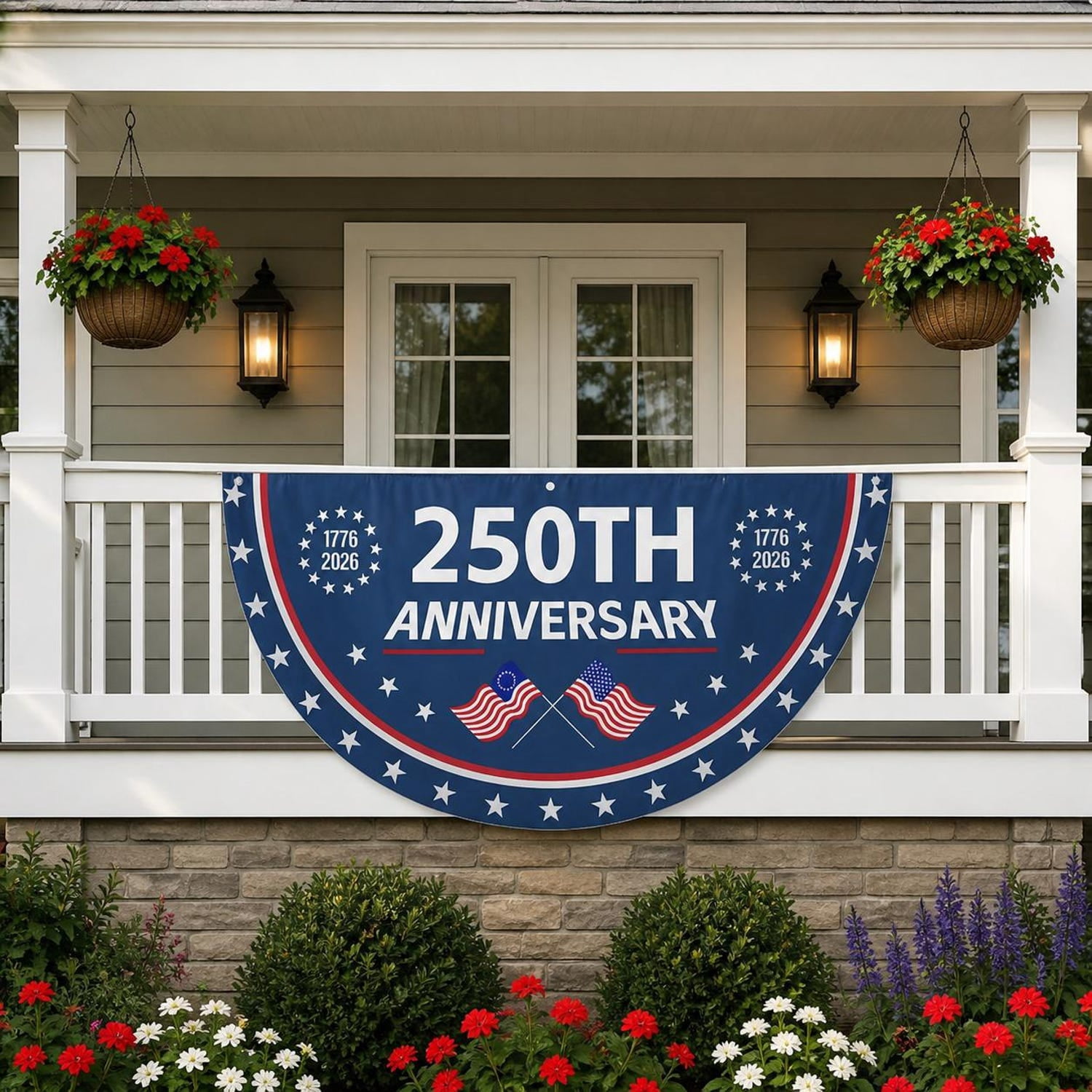 250th Anniversary USA Semicircle Flag, America 1776–2026 Patriotic ...