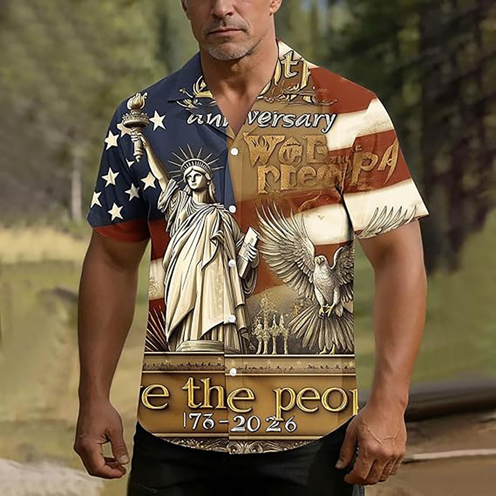 250th Anniversary USA Shirt for Men Independence Day Patriotic Short ...