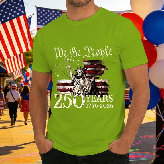 250th Anniversary USA Shirt Men Short Sleeve Crewneck Patriotic Graphic ...