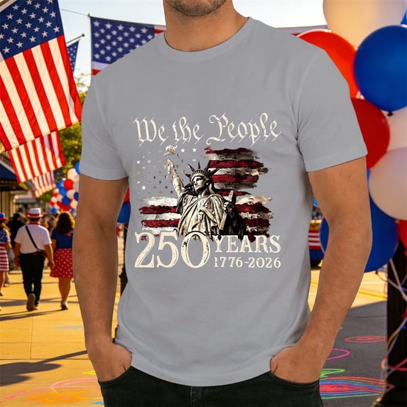 250th Anniversary USA Shirt Men Short Sleeve Crewneck Patriotic Graphic ...