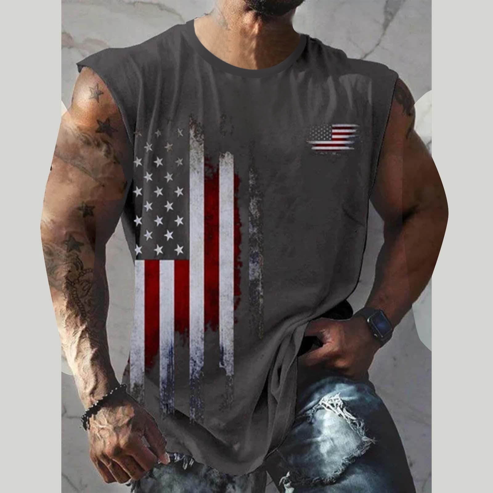 250th Anniversary USA Shirt Men Sleeveless Crewneck Patriotic Graphic ...