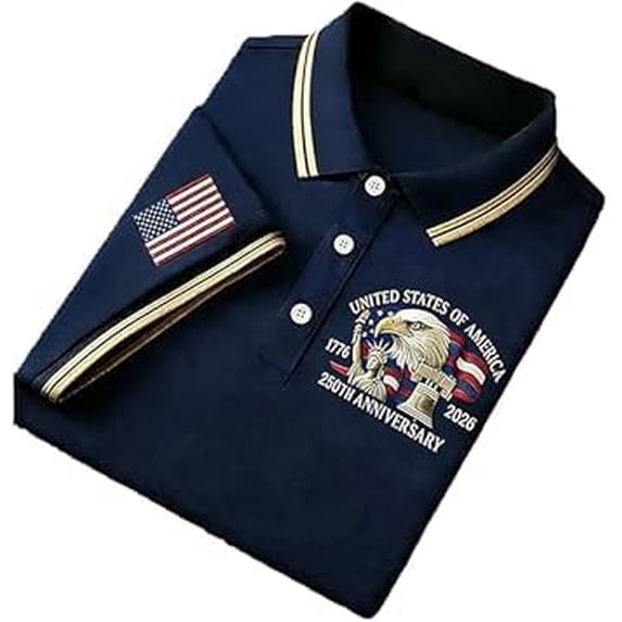 250th Anniversary USA Shirt, Men's Retro American Flag Polo Shirt ...