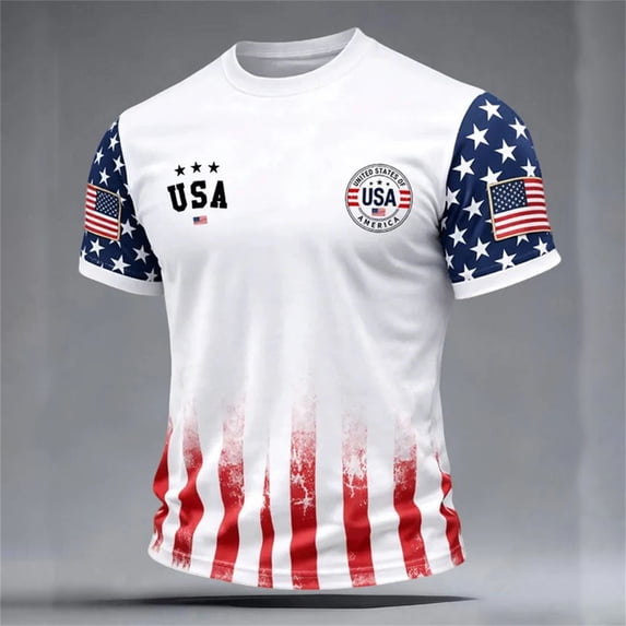 250th Anniversary USA Shirt Mens Short Sleeve Crewneck Independence Day ...