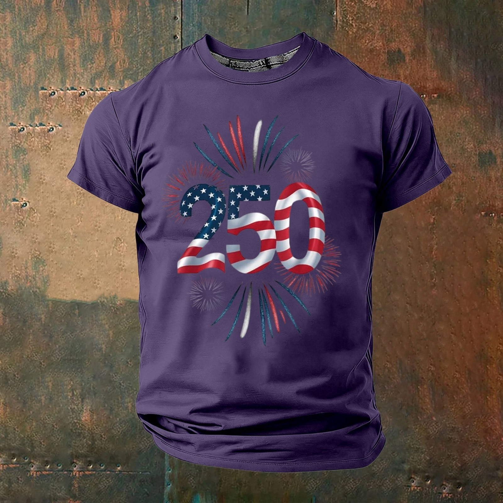 250th Anniversary USA Shirt Mens Short Sleeve Crewneck Independence Day ...