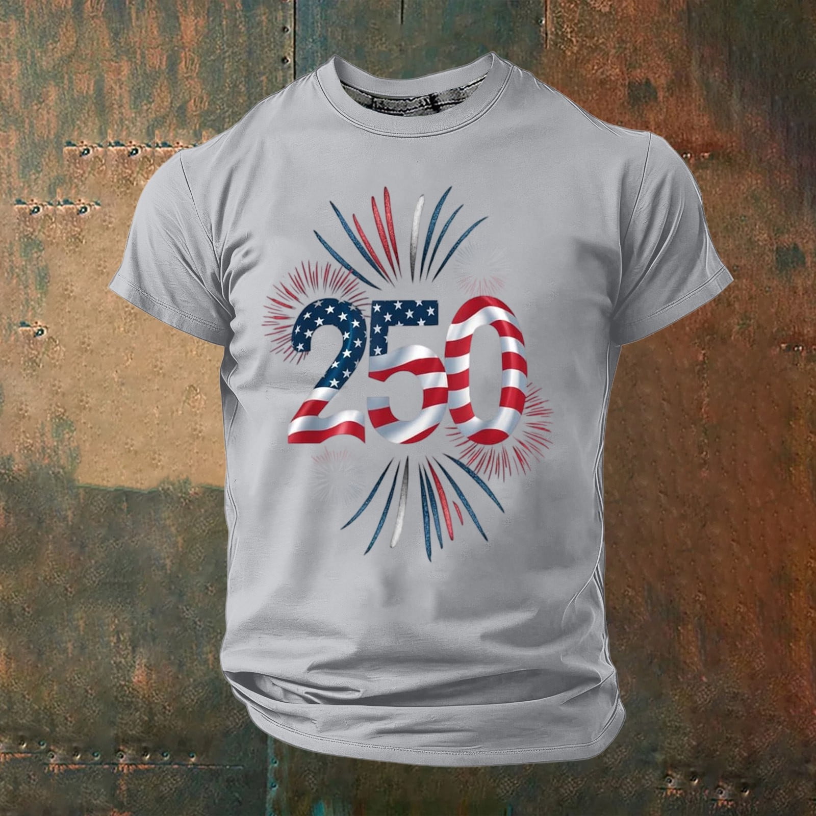 250th Anniversary USA Shirt Mens Short Sleeve Crewneck Independence Day ...