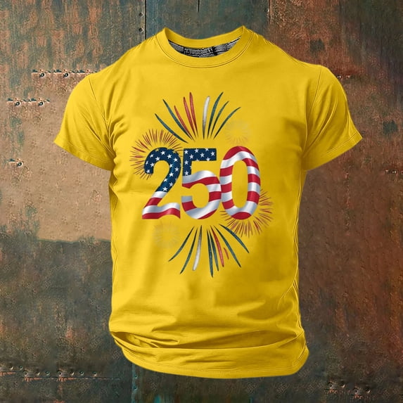 250th Anniversary USA Shirt Mens Short Sleeve Crewneck Independence Day ...