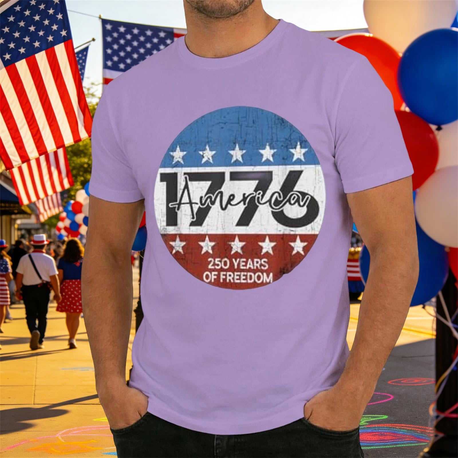250th Anniversary USA Shirt Mens Short Sleeve Crewneck Patriotic ...
