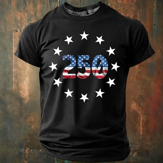 250th Anniversary USA Shirt Mens Short Sleeve Crewneck Patriotic ...