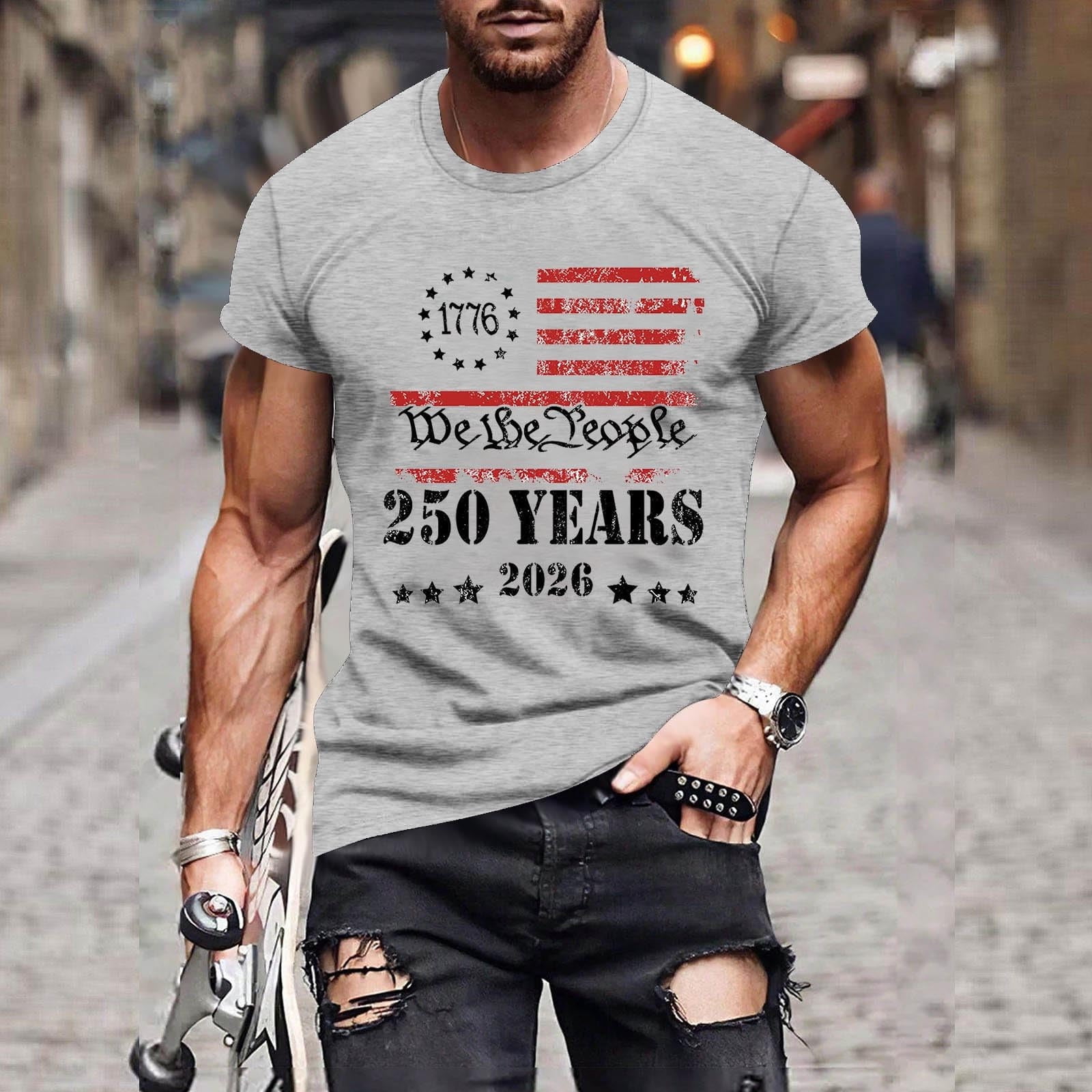 250th Anniversary USA Shirt Mens Short Sleeve Crewneck Patriotic ...