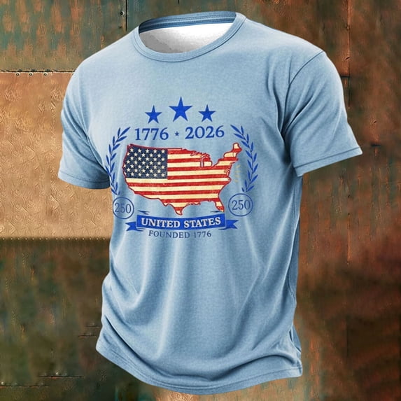 250th Anniversary USA Shirt Mens Short Sleeve Crewneck Patriotic Tee ...