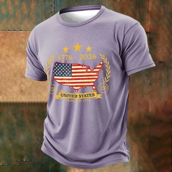 250th Anniversary USA Shirt Mens Short Sleeve Crewneck Patriotic Tee ...