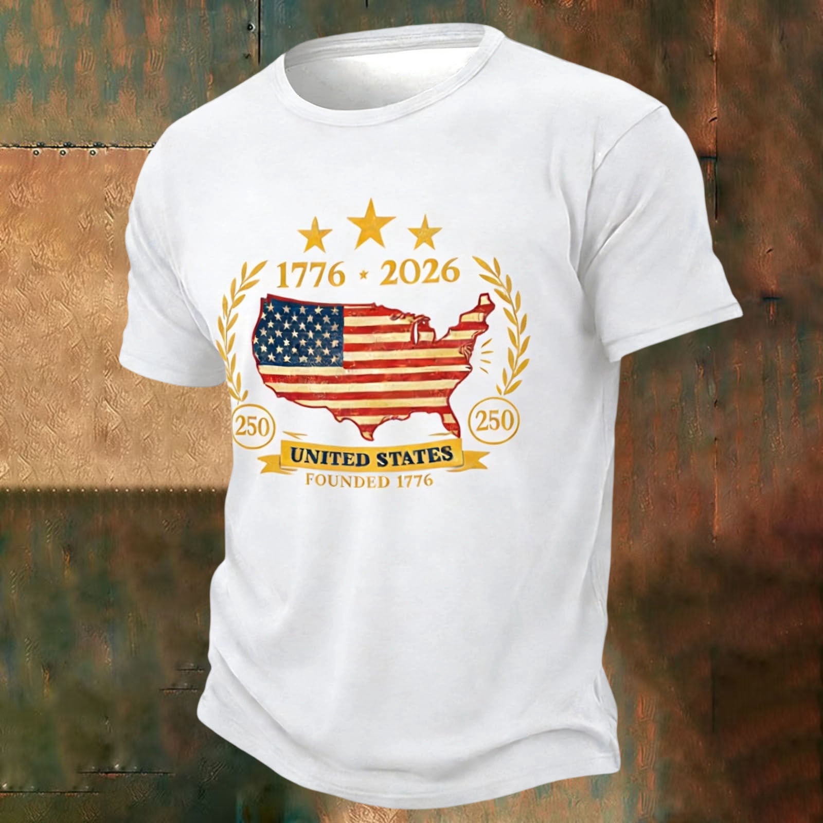 250th Anniversary USA Shirt Mens Short Sleeve Crewneck Patriotic Tee ...