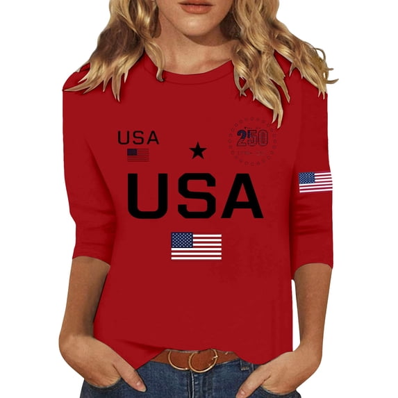 250th Anniversary USA Shirt Women Graphic Print Short Sleeve Round Neck ...