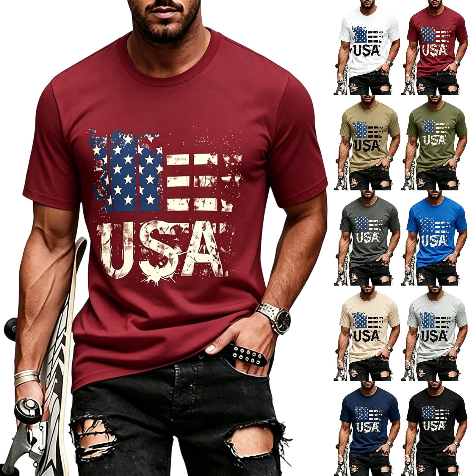 250th Anniversary USA Shirt for Men Casual Short Sleeve T Shirt Tee ...