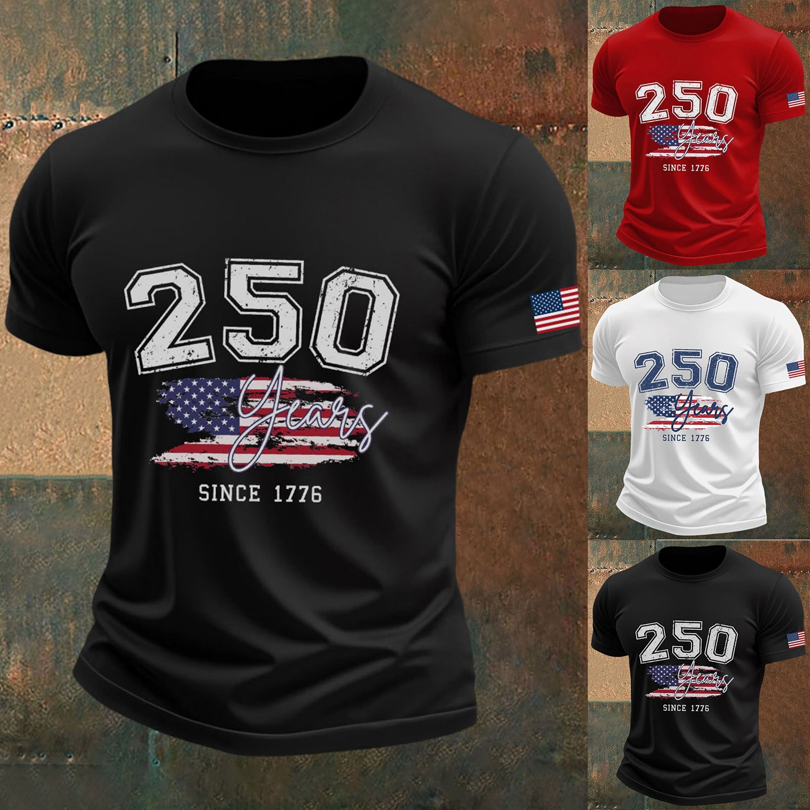 250th Anniversary USA Shirt for Men Independence Day Graphic Tee Short ...